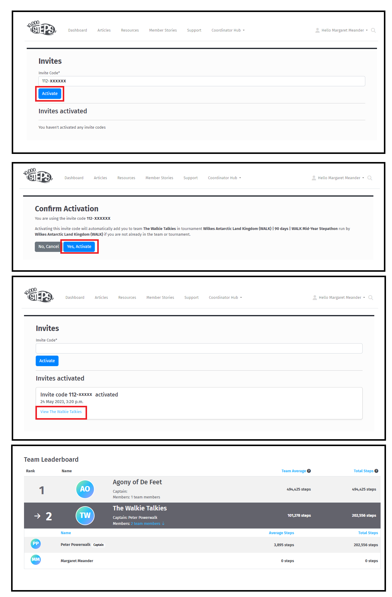 How Team Captains can use Team Invite Codes | 10,000 Steps